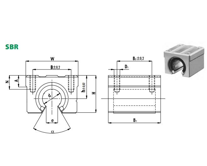 Support for linear bearings SBR 25 ISB | Special Bearings Italy
