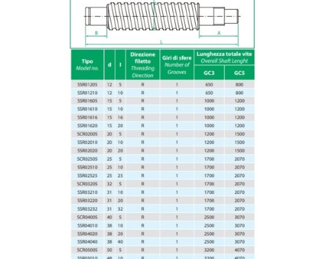 Ball screws series SFS SSR02020 ISB | Special Bearings Italy
